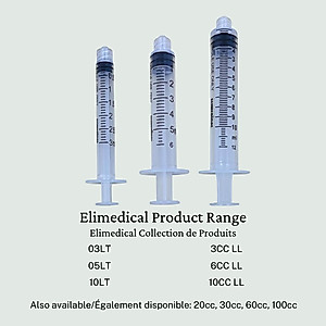Elimedical Veterinary Disposable Syringe, 3cc Luer Lock, Without Needle, Individually Packaged, 100 per box, 03LT