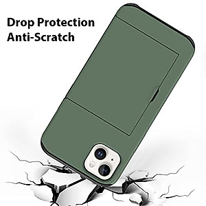 ZIYE for iPhone 13 Case with Card Holder,for iPhone 13 Wallet Case Anti-Scratch Dual Layer Hidden Pocket Phone Case Shockproof Cover Compatible with for iPhone 13 5G-Green