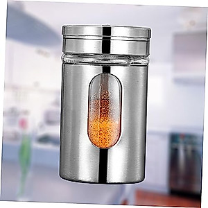 Seasoning Bottle Glass Sauce Bottles Stainless Steel Shaker Seasoning Containers Organiser Silver Pepper Shaker Seasoning Storage Box Condiment Bottle Castor Barbecue Sealed Jar