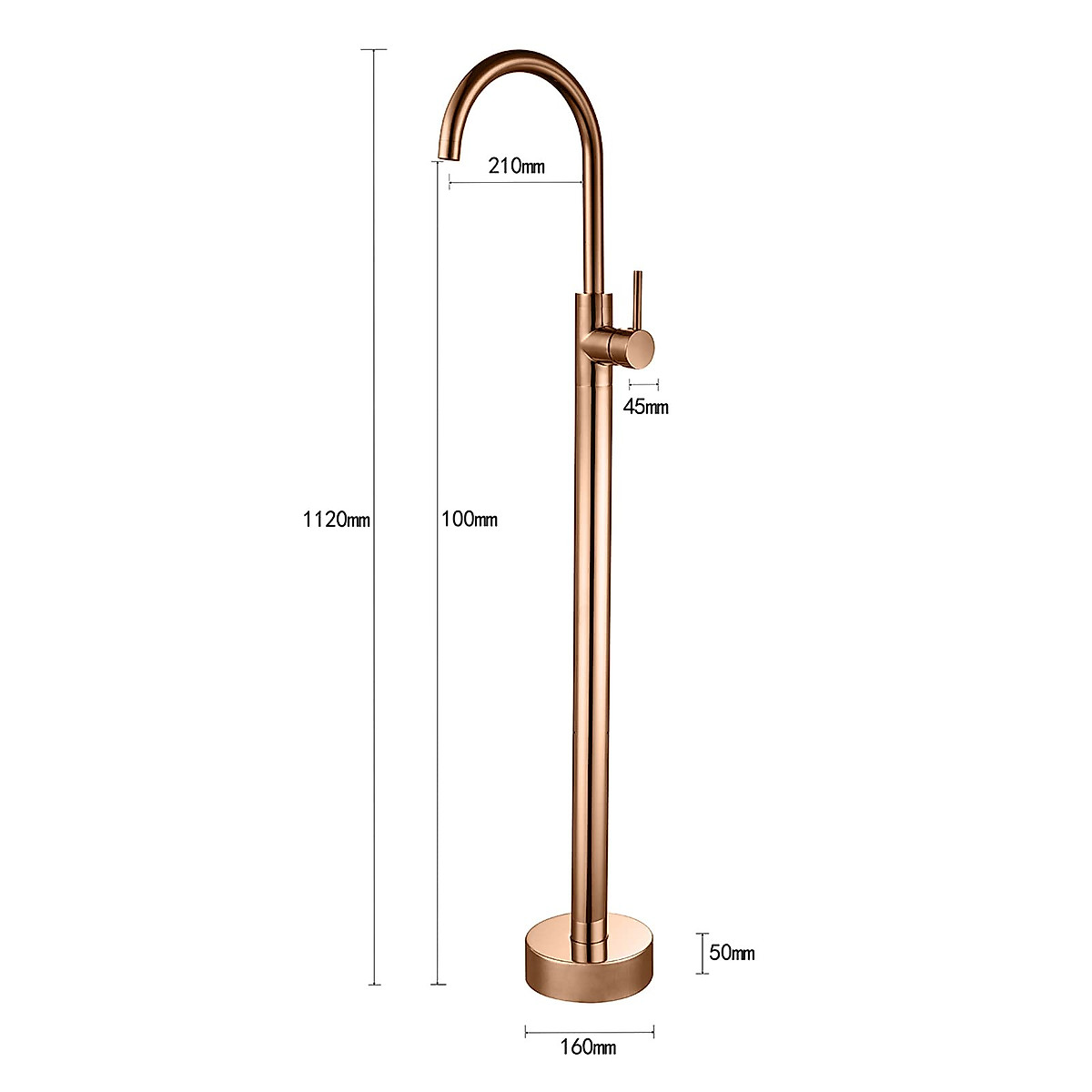 LFGUD Floor Mount Bathtub Faucet, Gold Finished Brass Bathroom Freestanding Tub Filler Single Handle Tub Spout