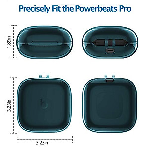 Clear Cover for Powerbeats Pro Case, KMMIN Transparent Case Cover for 2019 Newest Beats Powerbeats Pro Soft TPU Portable Shockproof Scratch-Resistant Skin with Anti-Lost Lanyard and Storage Case