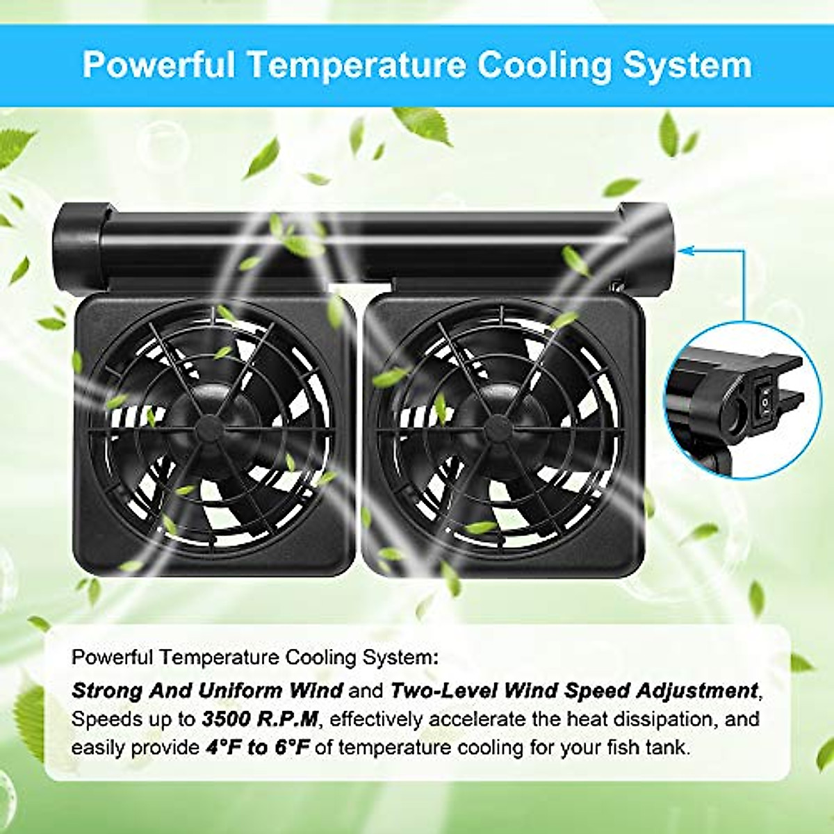 UPLY Aquarium Cooling Fan Fish Tank Fan Aquarium Chillers for Salt Water Fresh Water