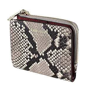 kate spade new york Eva Exotic Snake L-Zip Small Bifold Wallet (Grey, Black, Creme)
