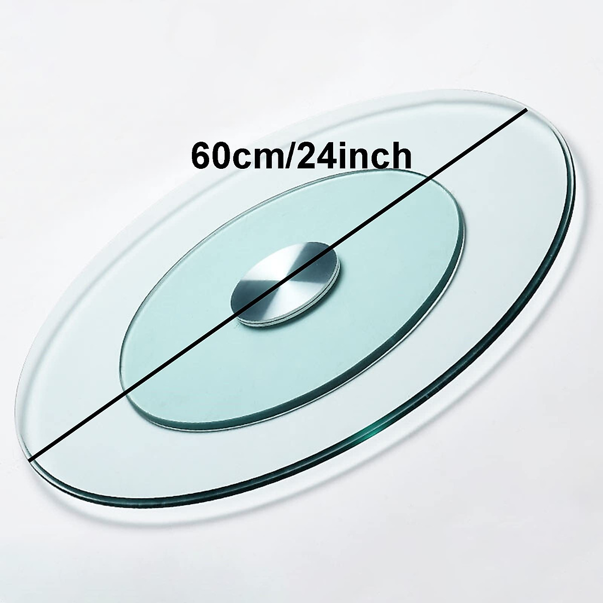 24 Inch Lazy Susan Turntable, Turntable for Dining Room Table, Glass Lazy Susan Turntable, Round Tabletop Rotating Tray, for Home