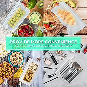 WATOTGAFER Reusable Food Storage Bags, 10 Pack BPA Free Reusable Freezer Bags, Extra Thick Leakproof Food Grade Silicone Lunch Food Bags for Meat Veggies 2 Gallon Bags 4 Sandwich Bags 4 Snack Bags