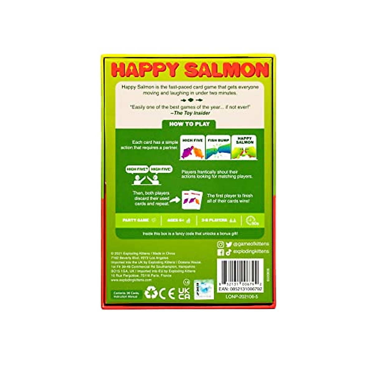 Exploding Kittens Happy Salmon Family-Friendly Party - Card Games for Adults, Teens & Kids