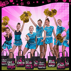 Buryeah 24 Pcs Cheer Bag Cheerleaders Bulk Cheerleading Gift Goodie Snack Treat Bag Non Woven Eat Sleep Cheer Bag for Girls (Black)