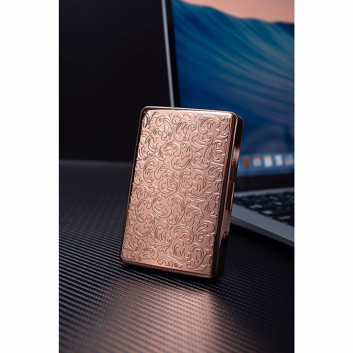 HAPUTDY RFID Metal Blocking Credit Card Holder/Travel Wallet/Protective Case (7 Cards Rose gold)