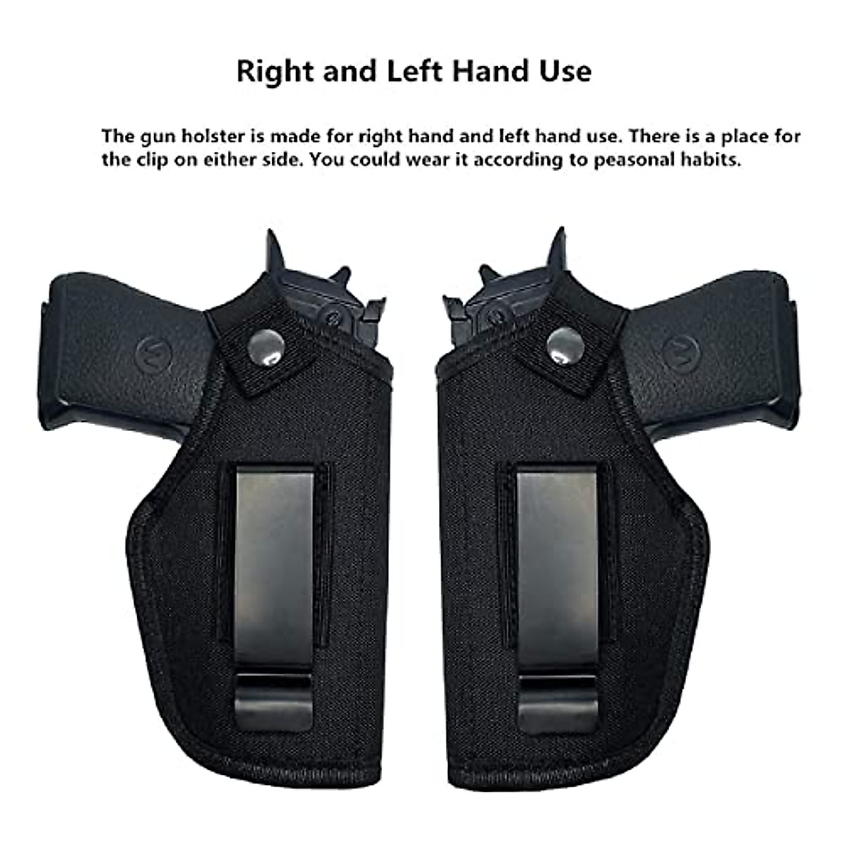 Vacod Universal Gun Holster for Concealed Carry Inside or Outside The Waistband Pistols Holsters for Right and Left Hand Draw Holster for Men/Women Fits Subcompact and Compact Handguns,Black (1)