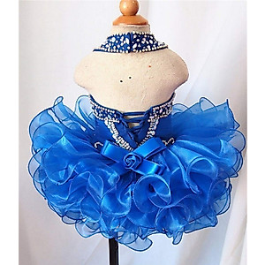 Junguan Toddler Girls Halter Pageant Cupcake Dresses Little Baby Short Ball Gowns with Crystals 2020 7 US Red