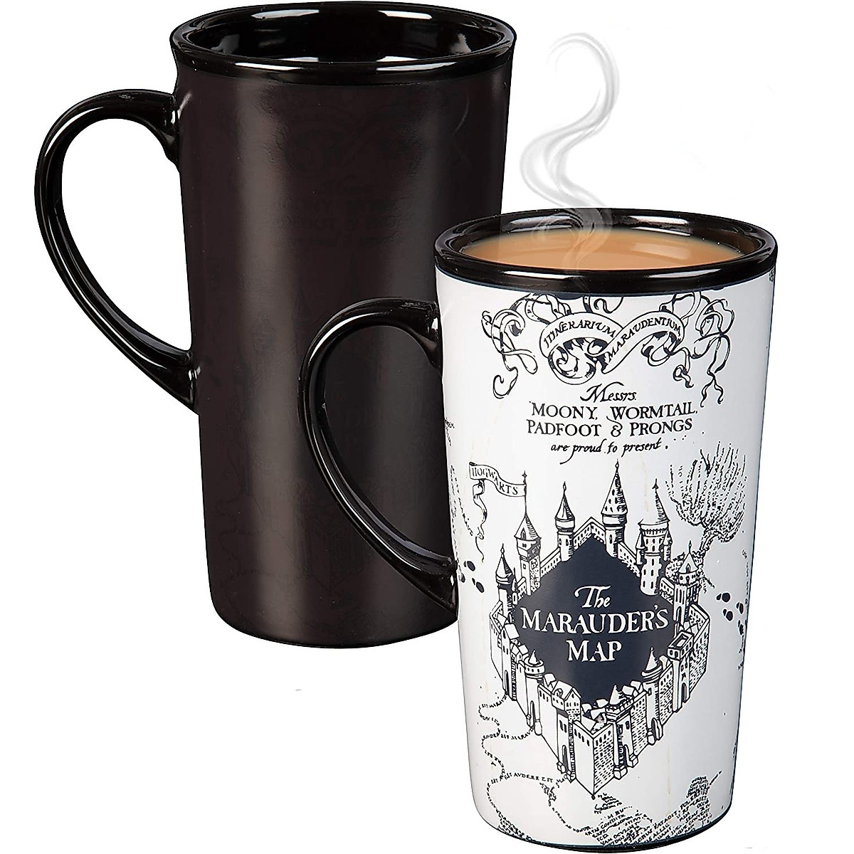 Harry Potter Marauder's Map Tall Ceramic Mug - Map Image Activates with Heat - Large Tumbler Style - Officially Licensed - Gift for Kids and Adults