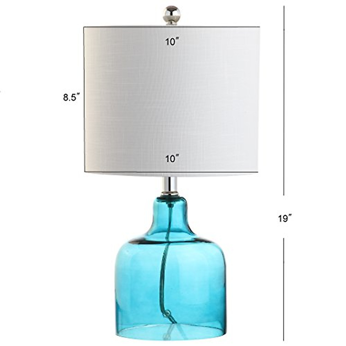 JONATHAN Y JYL1027A Gemma 19" Glass Bell LED Table Lamp, Coastal, Cottage, Transitional, Modern, Office, Living Room, Family Room, Dining Room, Bedroom, Hallway, Foyer, Moroccan Blue