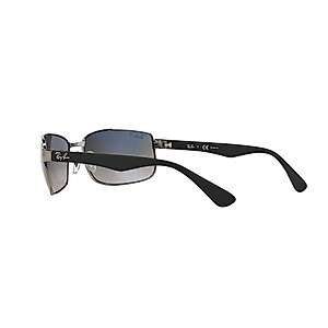 Ray-Ban RB3478 Rectangular Sunglasses, Gunmetal Frame/Blue Polarized Lens, 60 mm