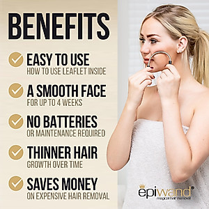 Epiwand Facial Hair Remover Spring Threading Tool - Our Women’s Facial Epilator Coil Removes Peach Fuzz, Chin, Cheek, Neck, Mustache and Upper Lip Hair Quickly - How To Use Instructions in Box