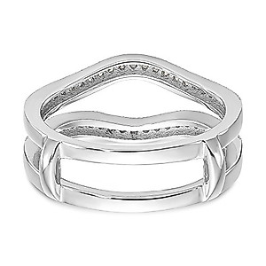 Solid 14K White Gold Engagement Wedding Ring Diamond Guard Size 7.5 (.24 cttw.)