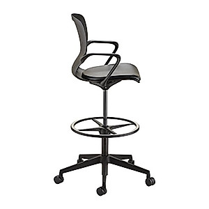 Safco Products Shell Extended Height Swivel Office Desk Computer Ergonomic Chair, Pneumatic Height Adjustable, Black (7014BL)
