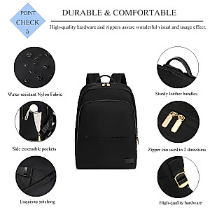 Shaelyka Lightweight Laptop Backpack for Women, Fit for 14 inches Laptop, Water-resistant Travel Backpack, Black