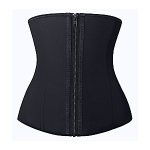 YIANNA Women Zip&Hook Latex Waist Training Corsets/Cincher Sport Girdle Underbust Hourglass Body Shaper, YA2219-Black-XL