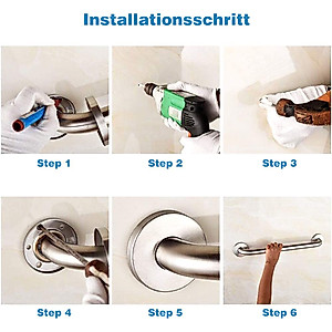 20inch Stainless Steel Shower Grab Bar, Anti Slip Shower Grab Bar Handle Knurled Balance Bar Safety Hand Rail Support Wall Stainless Steel Bath Wall Shower Handle Bath Handle for Bathroom