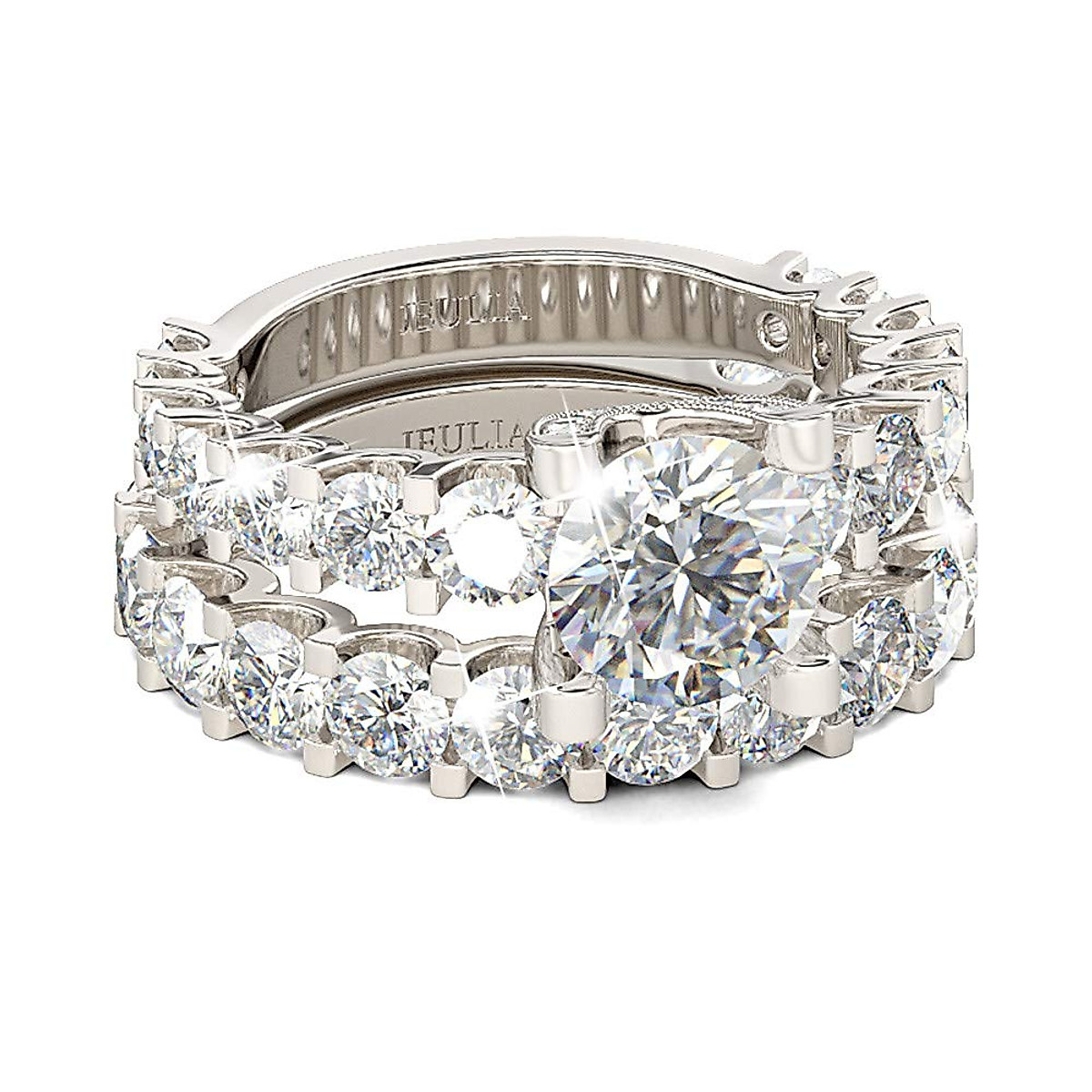 Jeulia 3.5 Carat Round Cut Sterling Silver Wedding Ring White Diamond Cubic Zirconia Bridal Engagement Rings Solitaire Bridal Set Anniversary Valentine’s Gift with Beautiful Jewelry Box (8)