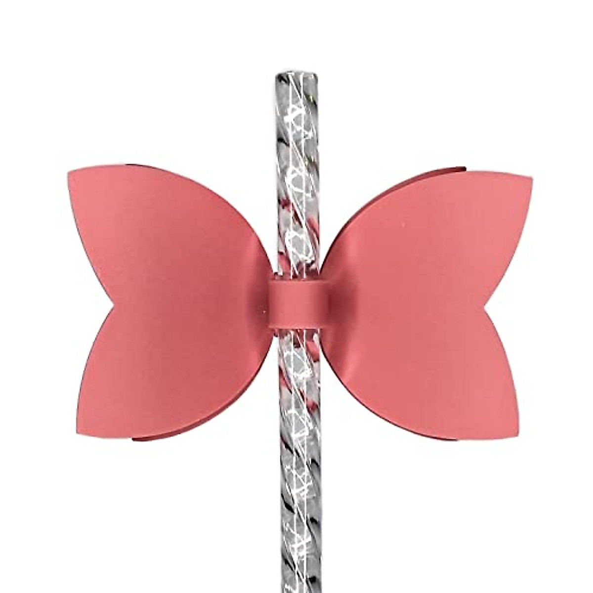 Bow Straw Topper, Silicone Jelly Straw Topper, Handmade (Dusty Pink), 3.5in x 1in x 2in