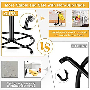 ETECHMART Banana Holder Stand，Modern Banana Hanger Tree with Double Hook Stable Fresh Fruit Grape Keeper For Kitchen Organizer Countertop Storage(Black)