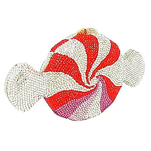 DEBIMY Candy Shape Clutch Purse Shining Crystal Evening Bags Luxury Rhinestone Handbags for Prom Cocktail Party Red