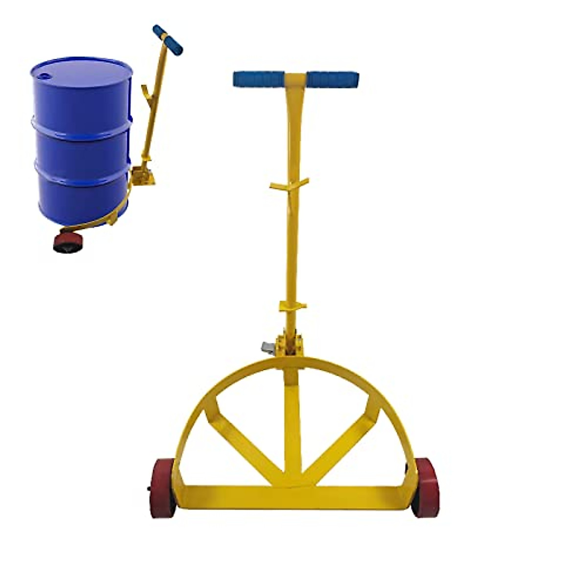 Kweetle Upgraded 55 Gallon Drum Dolly Barrel Wheels Barrel Dolly for 55 Gallon Drum Cart Round Dolly Steel Low Profile 1200lbs Heavy Duty Steel Frame Drum Cart for Workshops, Factories, Warehouses