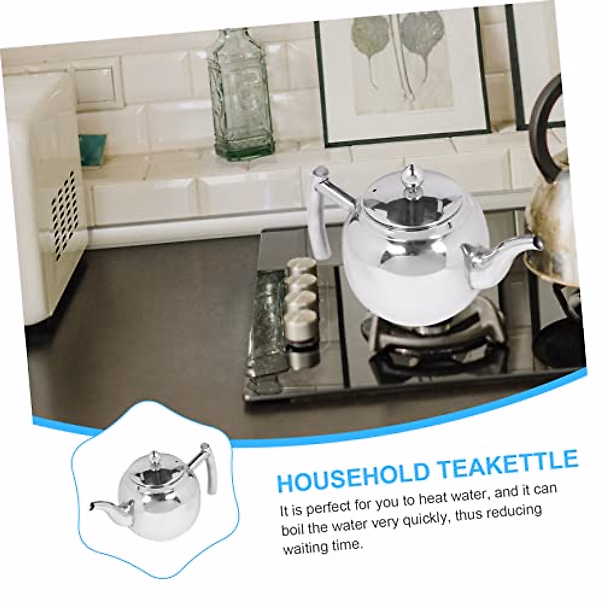 FELTECHELECTR 1pc Stainless Steel Teapot Tea Kettle Tea Maker Pot Coffee Espresso Machine Drip Coffee Maker Blooming Tea Containers Heating Water Pot Water Boiling Container Tea Strainer