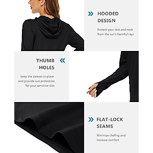 KEFITEVD Womens Fishing Shirt Long Sleeve with UV Protection Outdoor Performance Rash Guard Sun Protection Hoodie with Thumb Holes Women Black