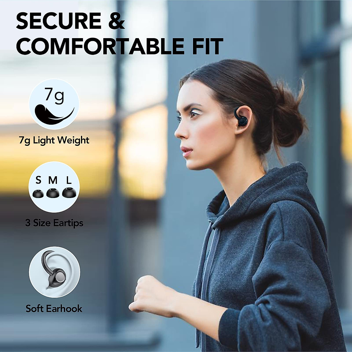 taobosec Bluetooth Headphones, Bluetooth Earbuds, HiFi Stereo Sound, Bluetooth 5.1, IPX7 Waterproof, 50 Hours Playtime with Charging Case, Suitable for Work, Games