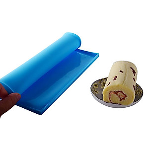 Hemoton Swiss Roll Cake Mat Flexible Baking Tray Jelly Roll Pan Silicone Cookies Mold Bakeware (Blue)