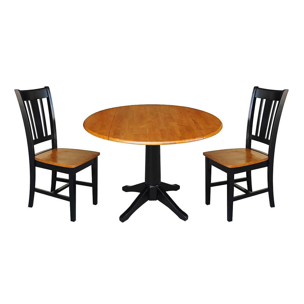 IC International Concepts 42" Round Top Pedestal 2 Chairs, Black/Cherry Dining Table, OneSize