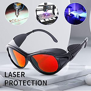 Laser Safety Goggles 532nm OD 6+ Professional 180nm-532nm Wavelength Violet/Blue/Green Laser Protective Glasses for 405nm, 445nm, 450nm,473nm 532nm Laser Fit Dazzling Lasers, Like Engraving Machines