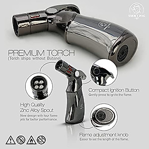 Smoky Dog Cocktail Smoker Kit with Torch for Whiskey and Old Fashioned Drinks, Mixology Bartender Kit Includes 3 Wood Chips, Jigger and a Premium Torch, Bourbon Gift for Men, Dad, Husband (No Butane)