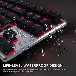 Fuhlen G87 Mechanical Keyboard 87 Keys - Linear & Clicky Cherry MX Black Switches - Red Backlight - 100% Anti-Ghosting for PC Laptop (Black), Grey