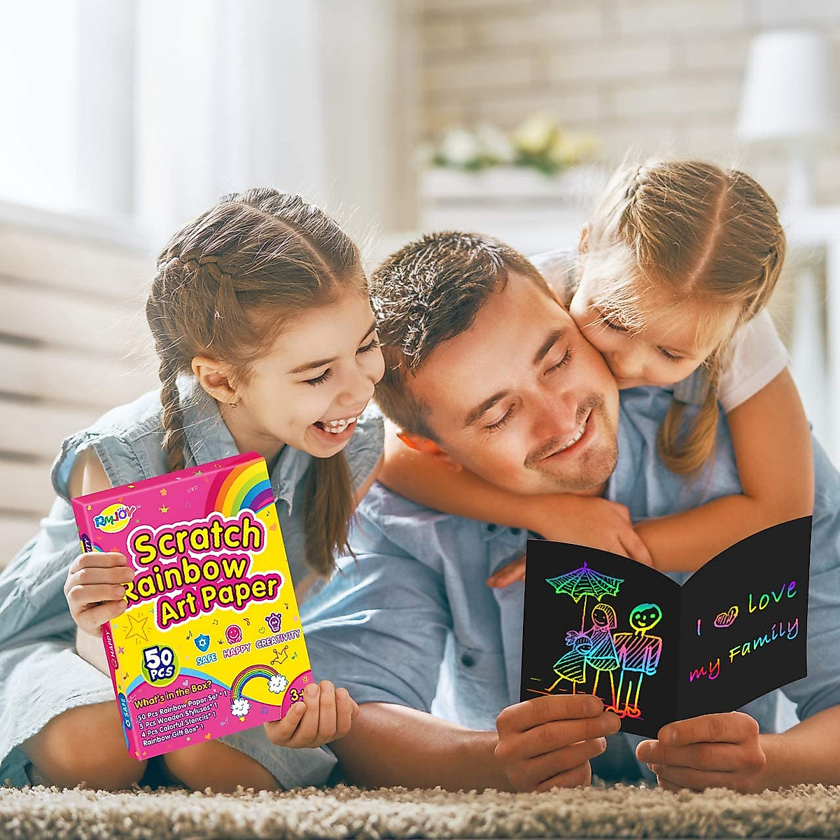 RMJOY Rainbow Scratch Off Paper for Kids: Easter Crafts Gifts for Kids 60pcs Magic Arts Supplies for Age 3-12 Teen Toys Games for Valentines Birthday Christmas Basket Stuffers |Party Favors(Girls)