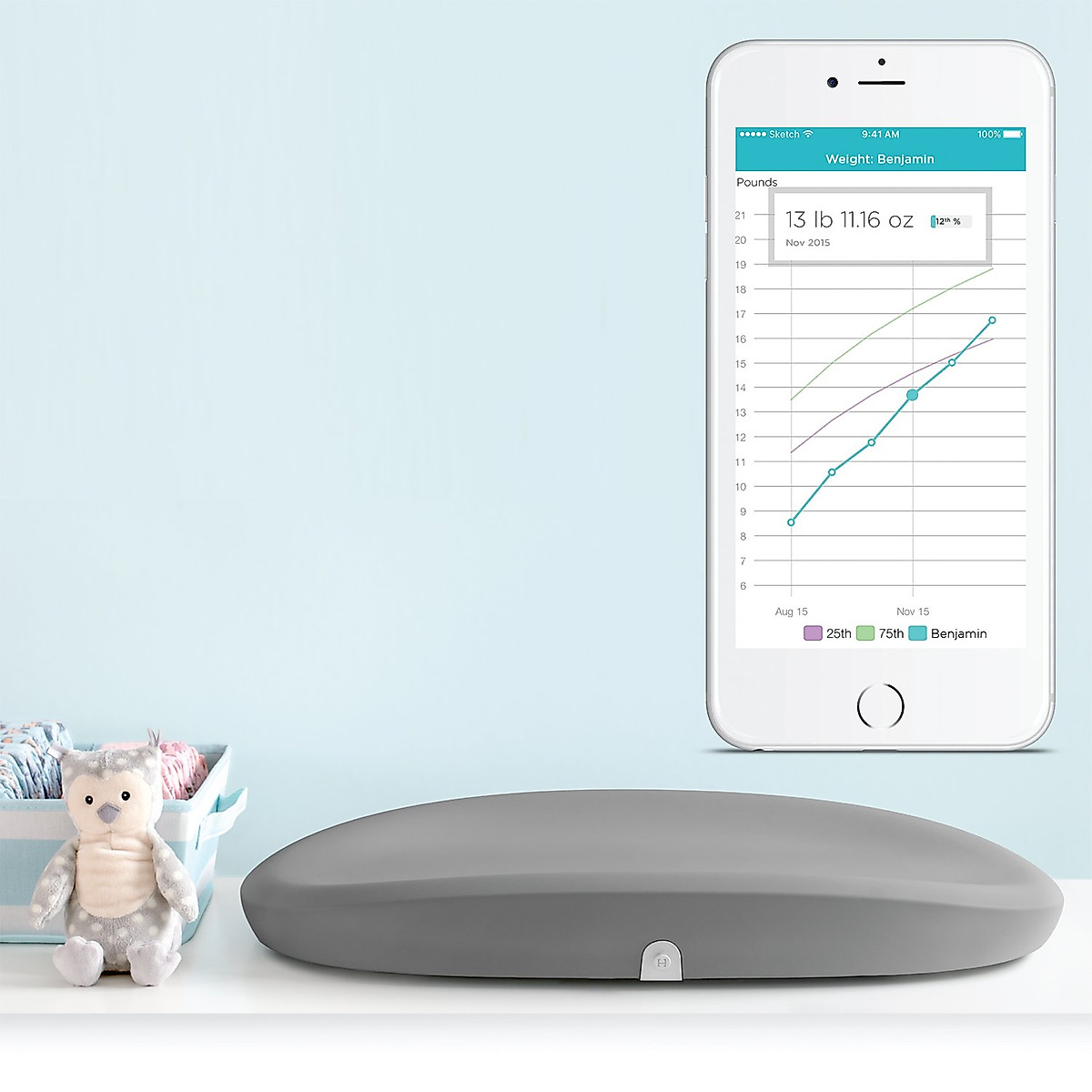 Hatch Grow Smart Changing Pad and Scale (Grey)