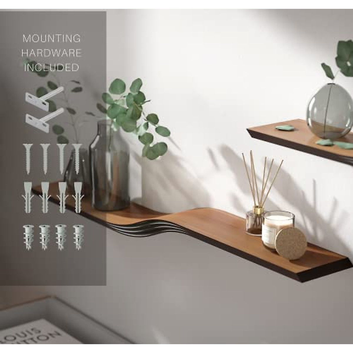 EWART WOODS Floating Wall Shelves, Wooden Hanging Shelf Decor with Hidden Mounted System, Modern Furniture Made of Natural Wood, Beautiful House Decor Made for You. (Ash 95cm (37 inch))