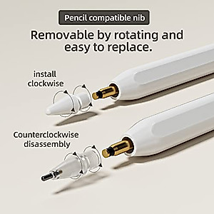 HOU [6 Pack] Apple Pencil Tips,Replacement Tips for Apple Pencil 2nd Generation,Apple Pencil 1st Generation Spare Nib for ipad Pen/Stylus Pen,Apple Pencil 2/1,Plastic &Metal Apple Tips