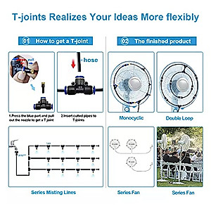 Misters for Outside Patio, 35FT Misting Cooling System, Outdoor Water Mister System for Porch, Umbrella, Deck, Canopy, Fan. Mist Hose Accessories for Backyard, Garden, Greenhouse,Trampoline Sprinkler