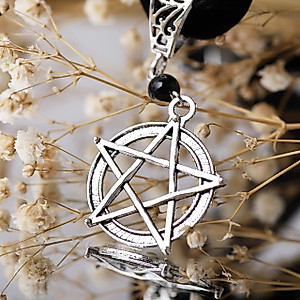 Sacina Gothic Pentagram Choker Necklace, Zinc Alloy Pentagram Pendant, Goth Jewelry Gift for Women, Christmas Gift for Women (Black pentagram choker)
