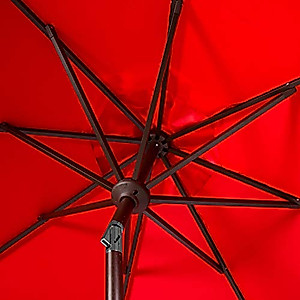 Safavieh PAT8006E Outdoor Collection Elegant White and Black Valance 9Ft Auto Tilt Umbrella