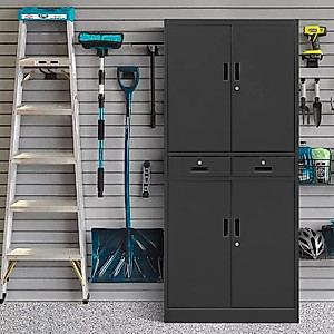 YEEZER Metal File Storage Cabinet, with 2 Lockable Drawers, 71 "H Lockable Steel Filing Cabinet with Adjustable Shelf, Suitable for Offices, Garages, Warehouses, School, Homes and Kitchens