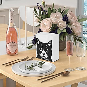 QZXYGY Napkin Holder for Table, Black Metal Napkin Holder for Kitchen Dining Farmhouse Cocktail Picnic Bar Rustic,Cat Modern Napkins Holder for All Dining Room Decors