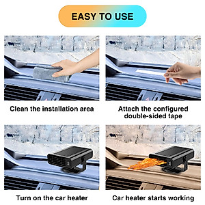 【 New upgrade】Portable Car Heater,Auto Heater Fan, Car Windshield Defogger Defroster, 2 in1 Fast Heating or Cooling Fan, 12V 150W Auto Ceramic Heater Fan Plug in Cig Lighter (Premium black)