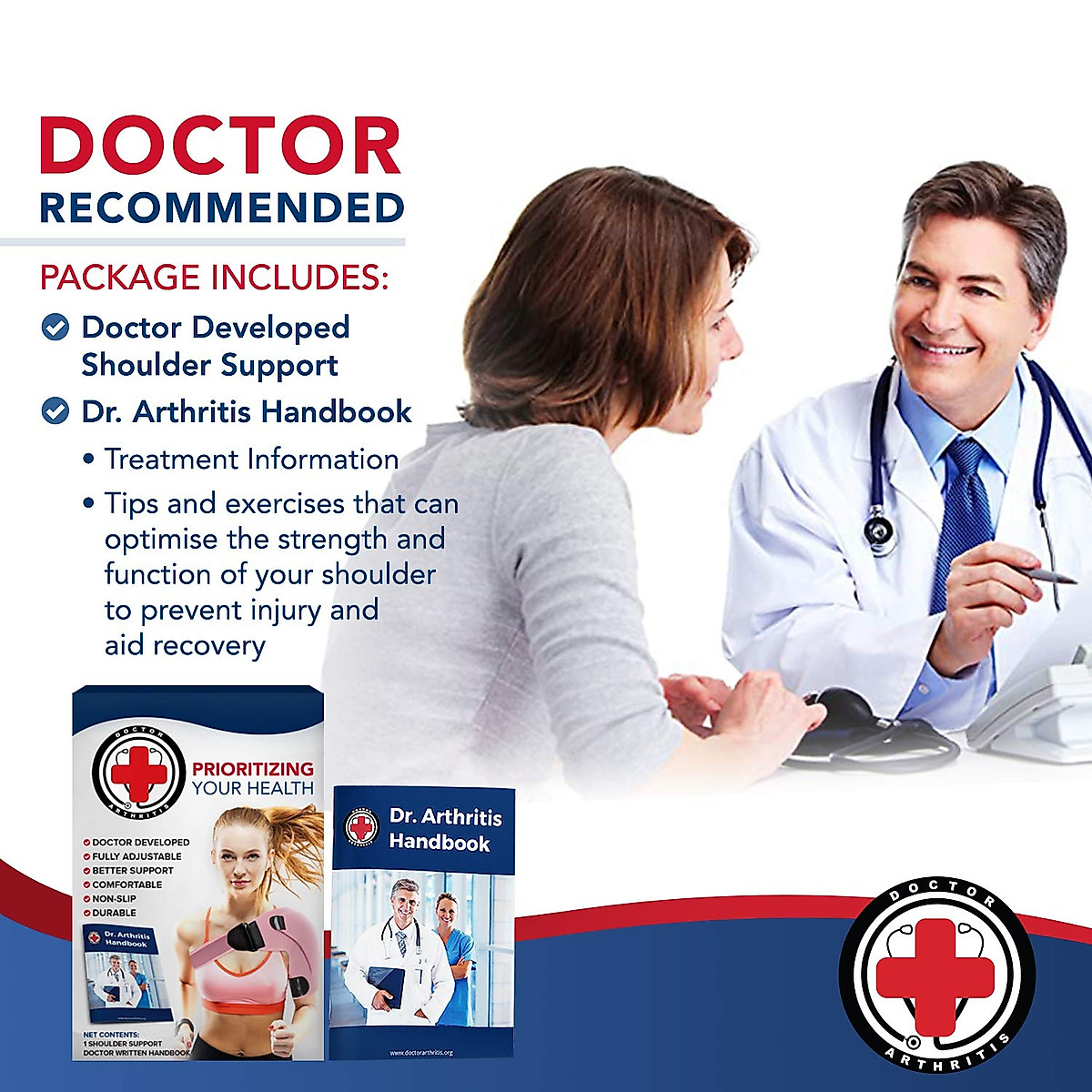 Doctor Developed Shoulder Brace - Comfortable Bursitis Shoulder Brace - Rotator Cuff Shoulder Brace for Pain Relief - Compression Shoulder Brace for Women & Men With Doctor Handbook (Pink)