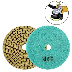Diamond Polishing Pads, Wet Dry Polish Pad Grinding Disc Burnishing Grit Granite Sanding Tools Marble Backer Repair Kit for Buffer Polisher Machine Wheel Sander Rock Grinder Concrete Stone Floor(2000)