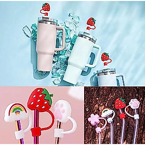 4Pcs Straw Covers Cap Silicone Straw Tips Cover Cute Drinking Straw Plugs Straw Tips Lids Straw Toppers Straw Protector Cover for Tumblers Reusable Straws（mixed）
