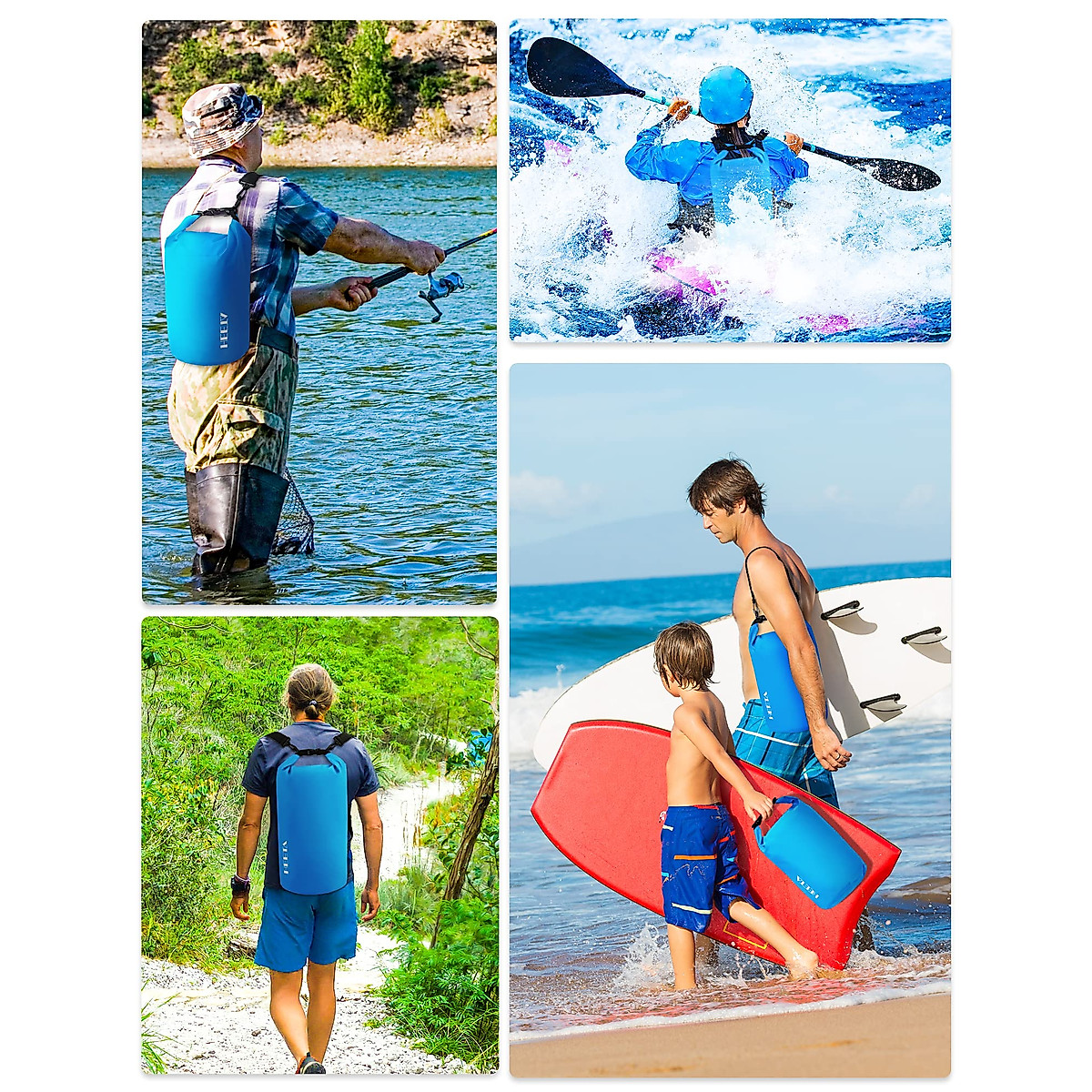 HEETA Waterproof Dry Bag for Women Men (Upgraded Version), Roll Top Lightweight Dry Storage Bag Backpack with Emergency Whistle for Travel, Swimming, Boating, Kayaking, Camping, Beach (Blue, 5L)